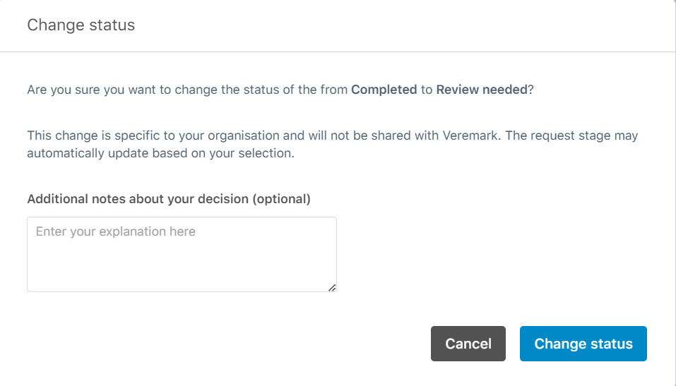 How do I change the status of a check