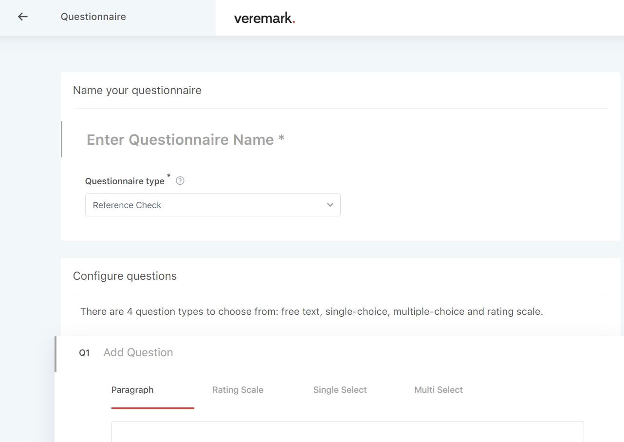 How to Add Multiple questionnaires in one single Reference check