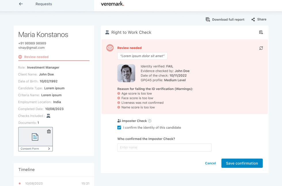 How to use the Imposter check feature for UK Right to Work checks
